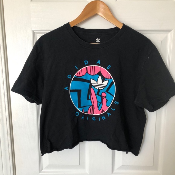 adidas | Tops | Adidas Originals Grafiti Graphic Black Crop Top | Poshmark